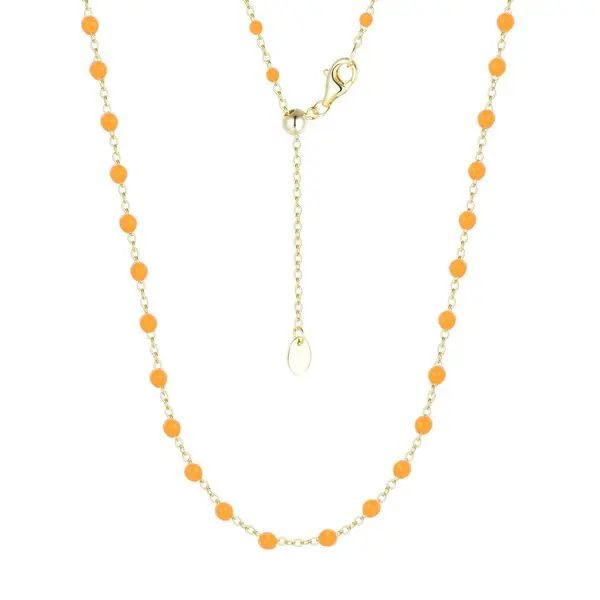 KAMARIA Enamel Beaded Chain Necklace Large - Orange