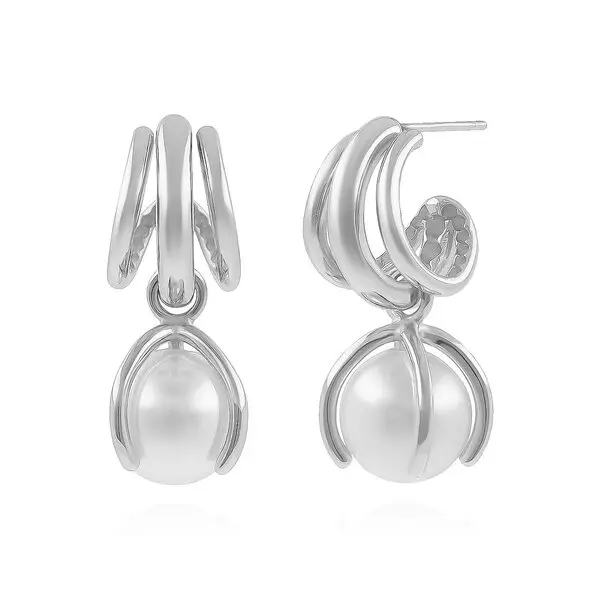Côté Caché Griffin Pearl Claw Earrings - Silver