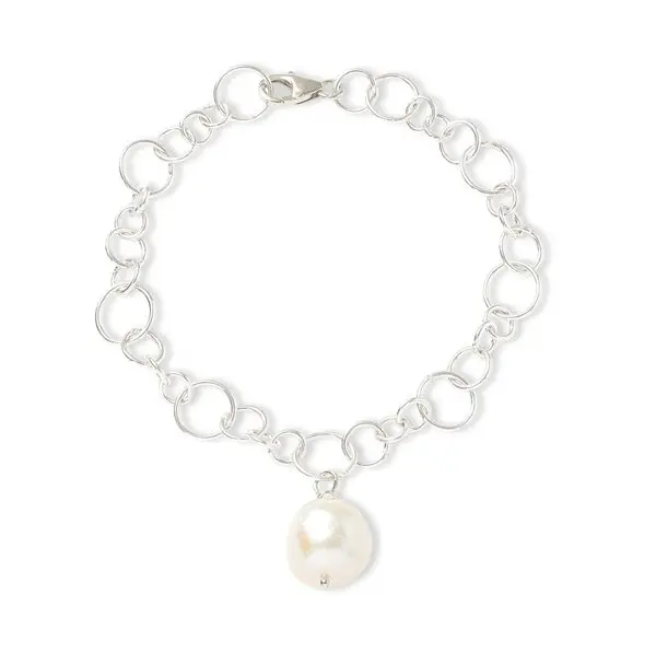 PEARLS OF THE ORIENT ONLINE Decus Baroque Cultured Freshwater Pearl Drop On Chunky Chain Bracelet - Silver
