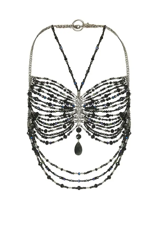 HAUS OF MCLEES Silver Beaded Top - Black