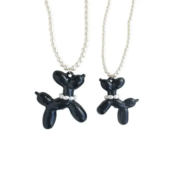 POPORCELAIN Porcelain Balloon Doggie Pearl Necklace - Black