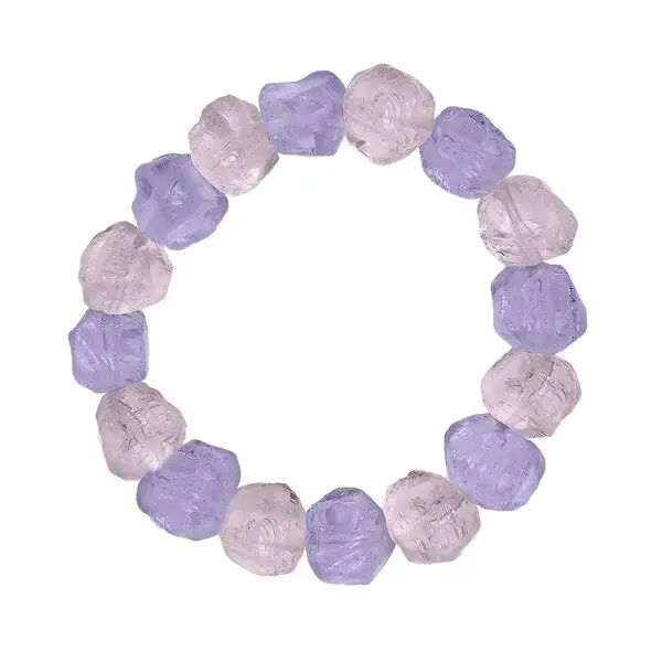 FARRA Nugget Amethyst And Rose Quartz Stretchy Bracelet - Pink