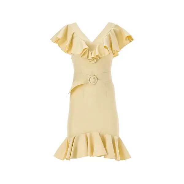 LITA COUTURE Lemonade Ruffle Belted Dress