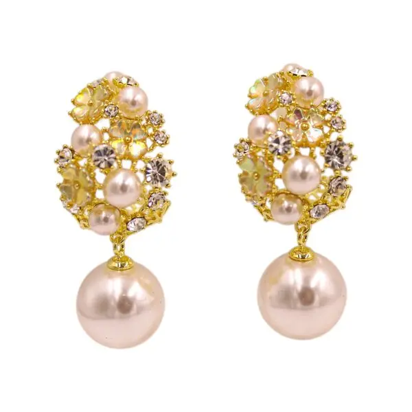 1610ISTANBUL Istanbulite Swarovski Pearl Earrings - Gold