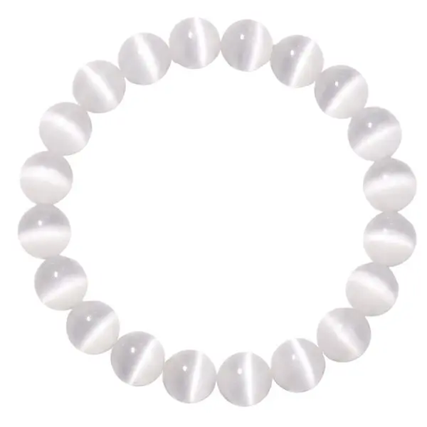 SEREE Manifest Collection Intuition Cat's Eye Beaded Bracelet - White