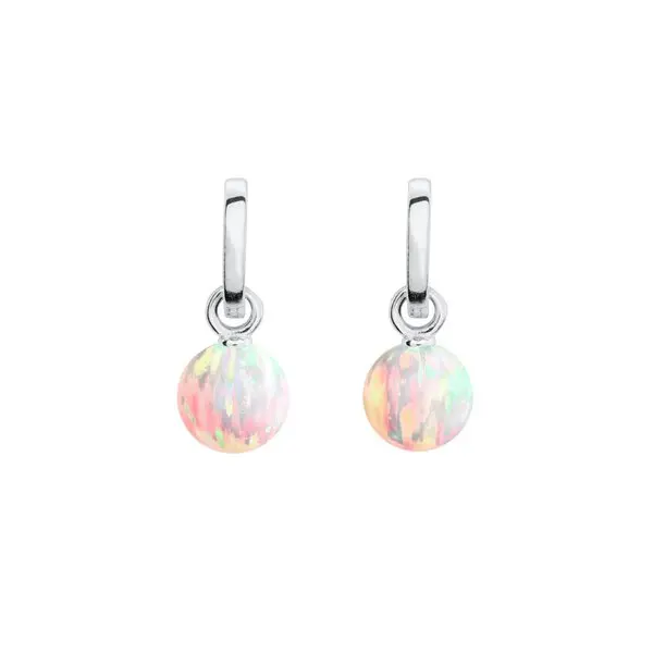 ORA PEARLS Sun Opal Hoop Earrings - Silver