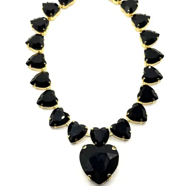 ACHALA HANDCRAFTED Crystal Heart Necklace - Black