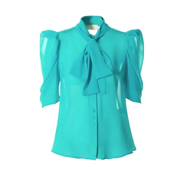 AGGI BY HALEWSKI Angel Turquoise Blouse - Blue