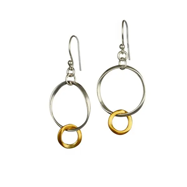 ISLA SILVER Gold / Silver Handmade Two Tone Silver & Gold Loop Earrings