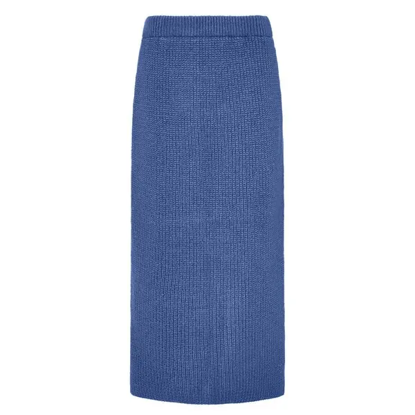 CARA & THE SKY Chloe Knitted Midi Co-ord Skirt Denim - Blue