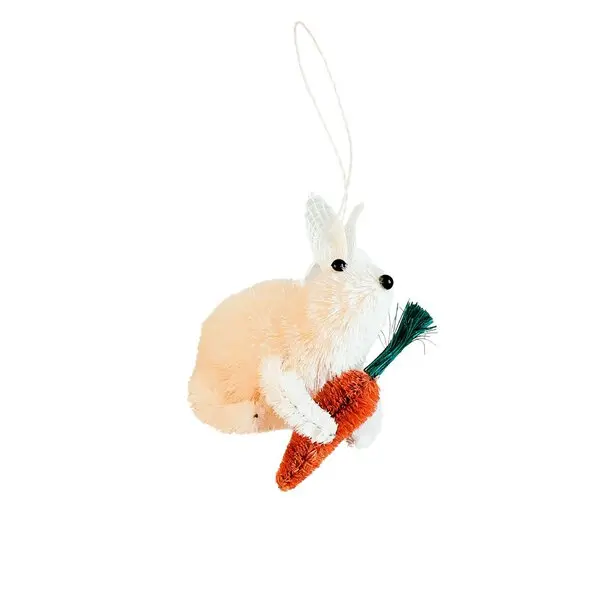 Likhâ Set Of Three Bunny Ornat, Natural Ornats - White