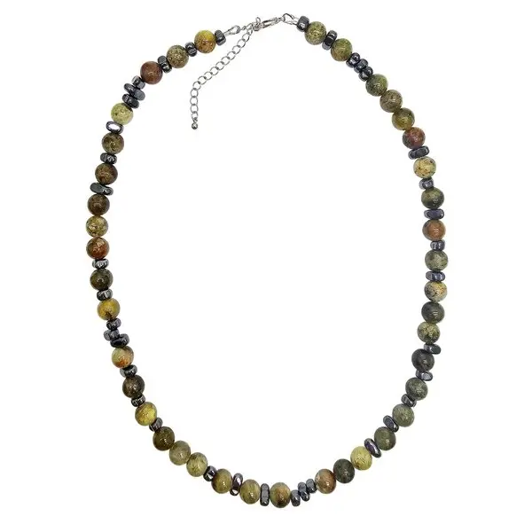 FARRA Garnet With Hematite Short Necklace - Green