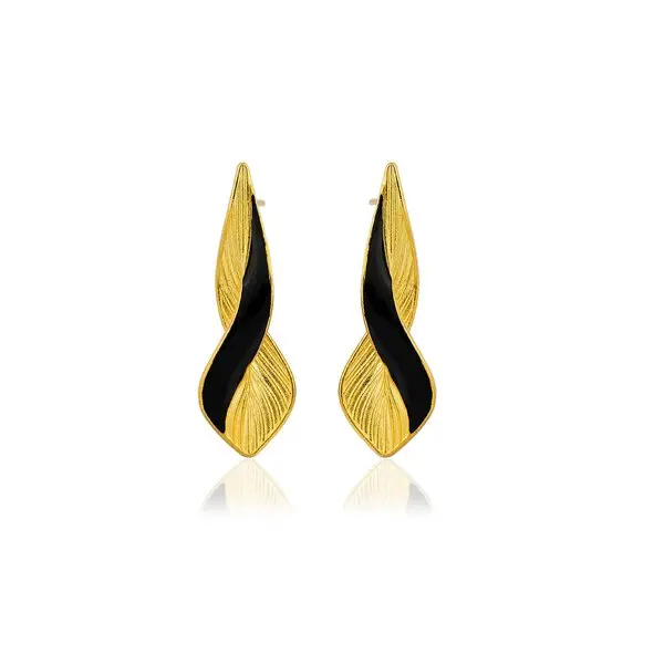 MILOU JEWELRY Gold Infinity Earrings - Black