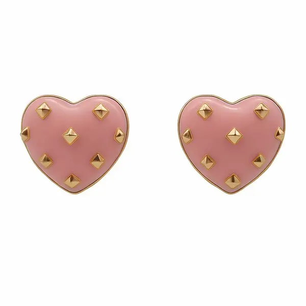 MICHAEL NASH JEWELRY Cosette Rose Heart Resin Stud Earrings - Pink