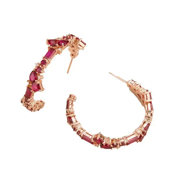 JUVETTI  Ruby And Diamond Rose Gold Lanna Earrings - Red