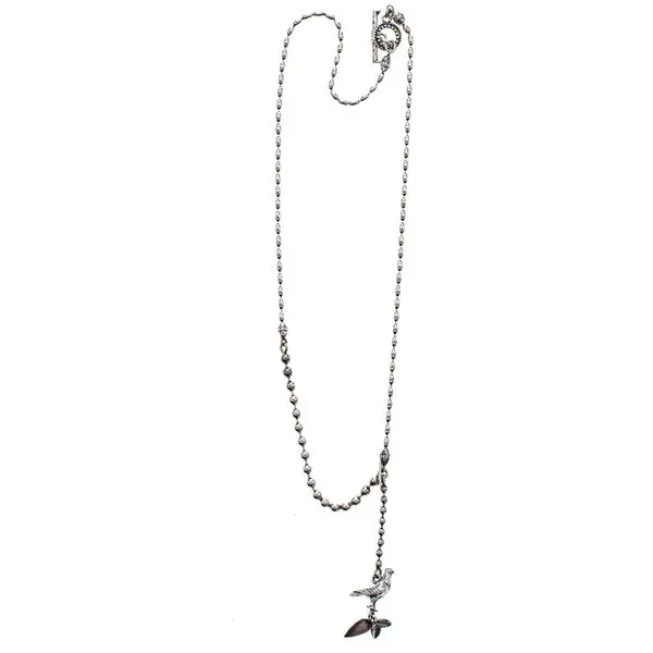 GEM KINGDOM Silver / Black Sterling Silver Dove Necklace Black S - Silver/black