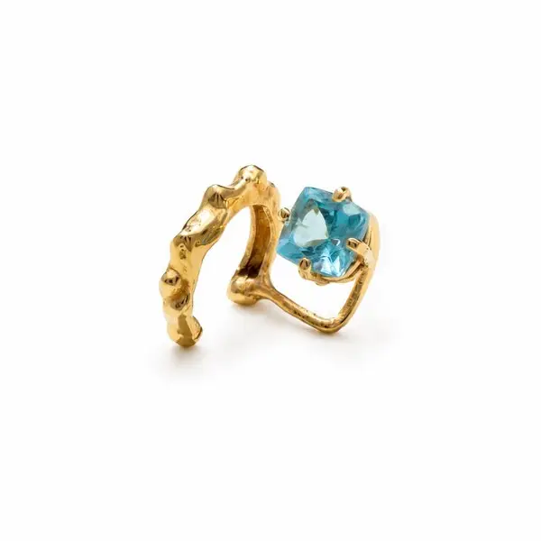 ISKRA Topaz 14k Gold Ear Cuff - Blue