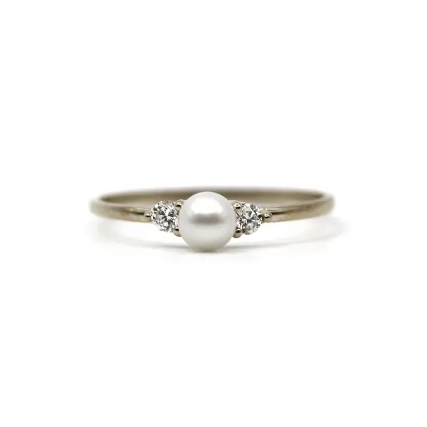 VICSTONENYC FINE JEWELRY Art Deco Akoya Pearl Engaget Wite Gold Ring - White