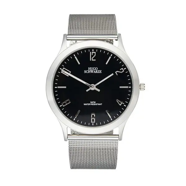 BERMUDA WATCH COMPANY Hugo Schwarze Theodore Silver Grey & Black Slim Interchangeable Watch - Black/gray