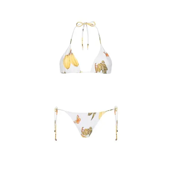 AGUACLARA Triangule Top & Side Tie Bottom Fruits De Lest - Yellow