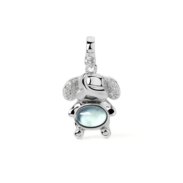 FREQNC ATELIER Mini Elephant Charm Silver Aquamarine - Blue