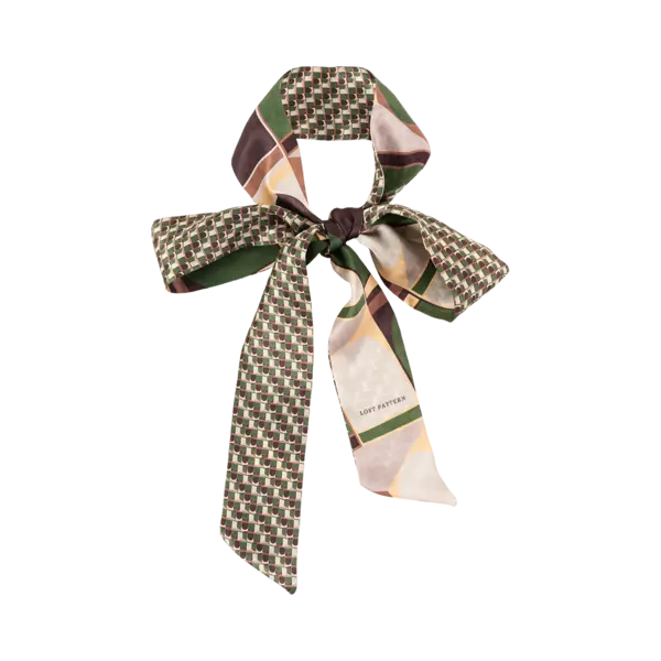LOST PATTERN Modular" Silk Skinny Scarf - Green