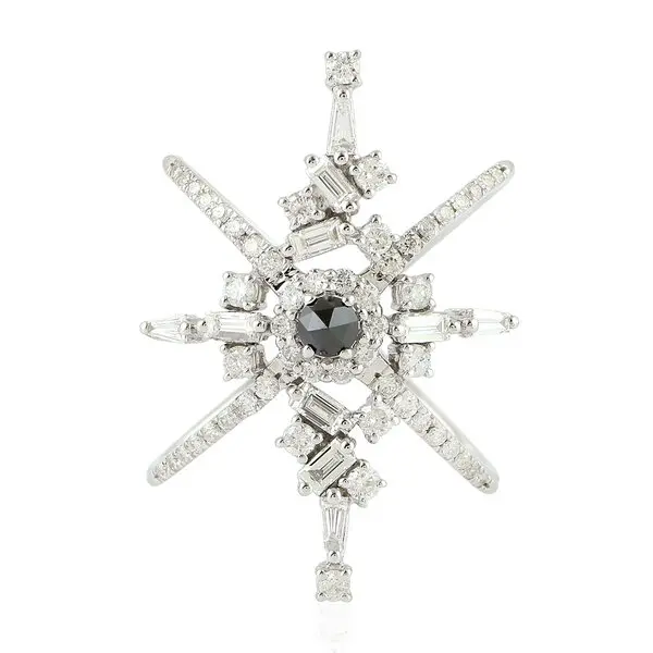 ARTISAN White / Black Black & White Diamond Starburst Statet Ring In 18k White Gold - White/black