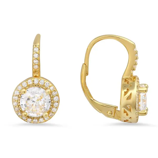 KYLIE HARPER Diamond Cz Halo Filigree Leverback Earrings - Gold
