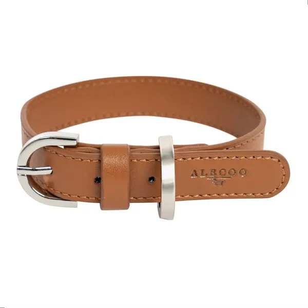 ALECOO Classy Dog Collar Cognac Silver - Brown