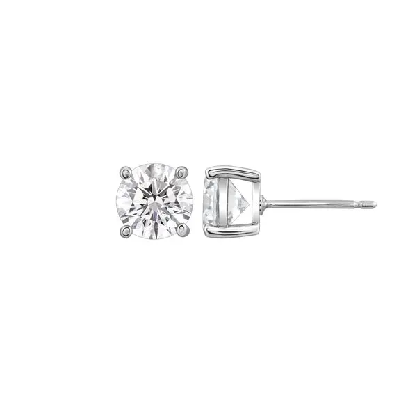 DIAMONBLISS Embellished Swarovski Stone Platinum Plated Sterling Silver Solitaire Round Cut Stud Earrings Three Carats - White