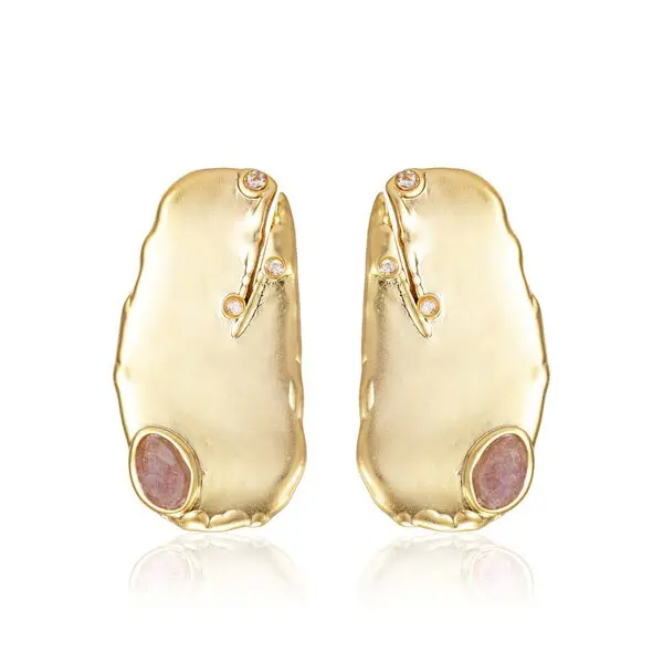 RARE MATTERS JEWELRY Strawberry Quartz Drop Earrings - Red/yellow