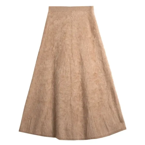 BEL CASHMERE Madison Brushed Cashmere Skirt - Brown