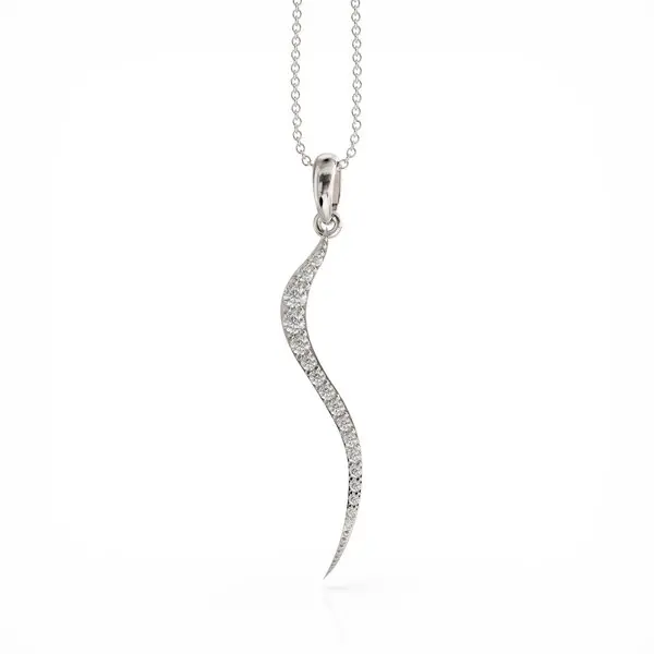 LINDA FIORE White / Silver Swirl Necklace Silver With Clear Cz - White/silver