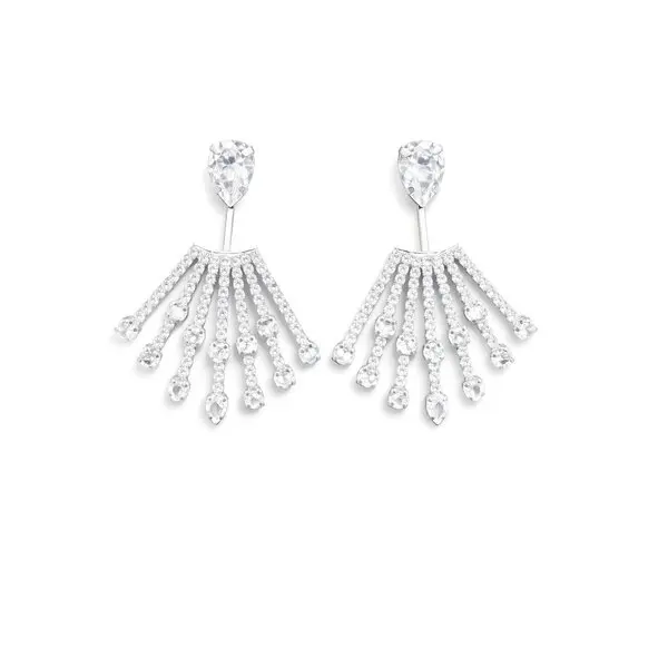 MAISON DE GALA Tone Crystal Fan Drop Earrings