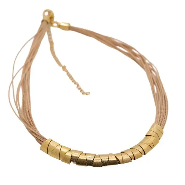 NART NATURE MAKING ART The Stones Buriti Natural Fiber Necklace - Gold