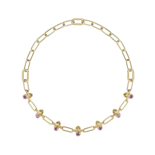Arte Madrid Toggle Kaleidoscopic Link Necklace & Bracelet - Orange