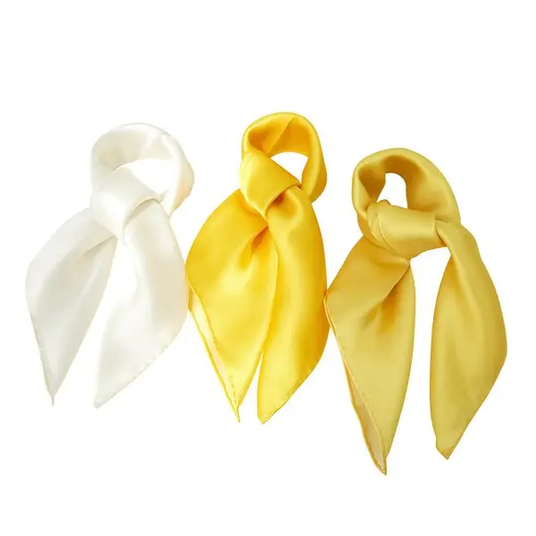 SOFT STROKES SILK Pure Silk Scarf Daffodil Solid Colour Collection Set Of Three Small - Gold