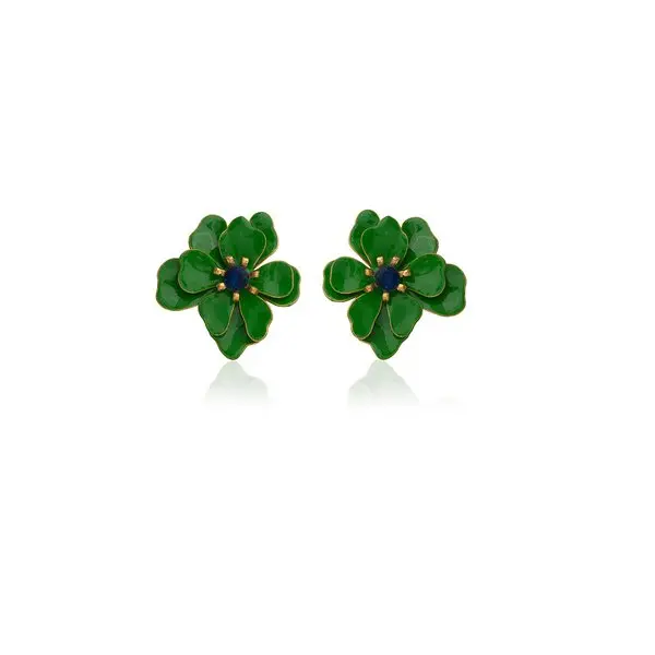 MILOU JEWELRY Violetta Flower Earrings - Green
