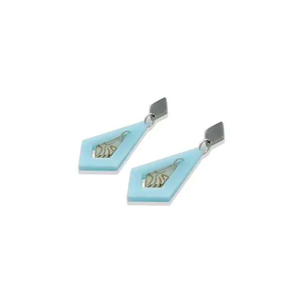 TOOLALLY Art Deco Diamond Earrings Light & Shell - Blue