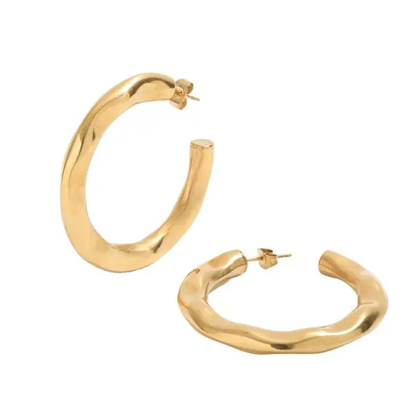 BERMUDA WATCH COMPANY Annie Apple Olive Wave Large Hoop Earrings - Gold
