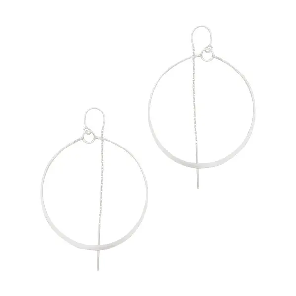 HEATHER HAWKINS Flat Hoop Threader Earrings Sterling - Silver
