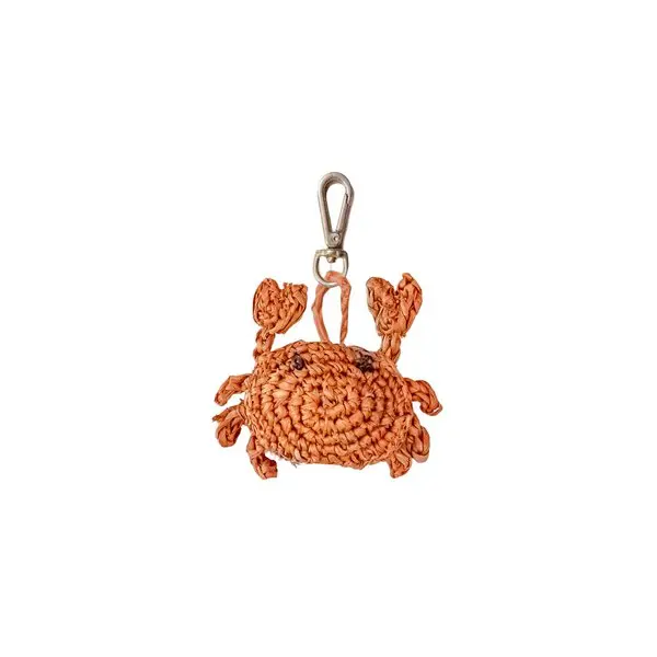 Likhâ Crab Bag Charm Handmade Coastal Raffia Accessory - Orange
