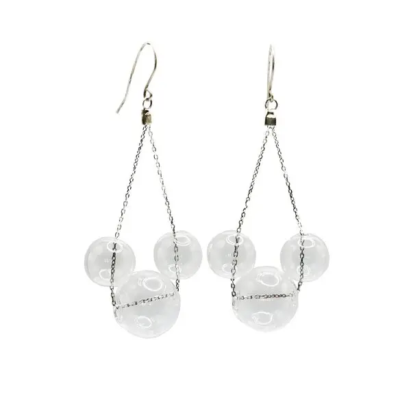 LAURA DAILI Neutrals / Mickey – Blown Glass Bubble Earrings - Silver