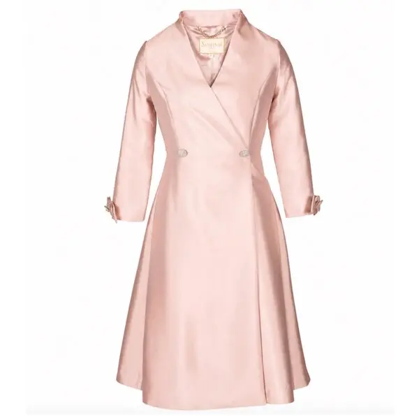 SANTINNI Astor Silk Taffeta Dress Coat In Rosa - Pink