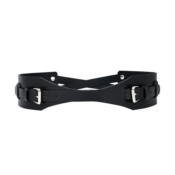BADASS & GODDESS LEATHER Black / Silver Real Leather Belt Venus Black With Silver Buckles - Black/silver