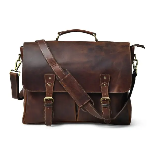DÖTCH LEATHER Abai Leather Messenger Laptop Bag - Brown