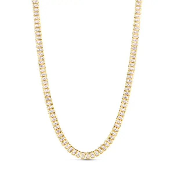 SHYMI Mini Emerald Bezel-set Statet Tennis Necklace - Gold