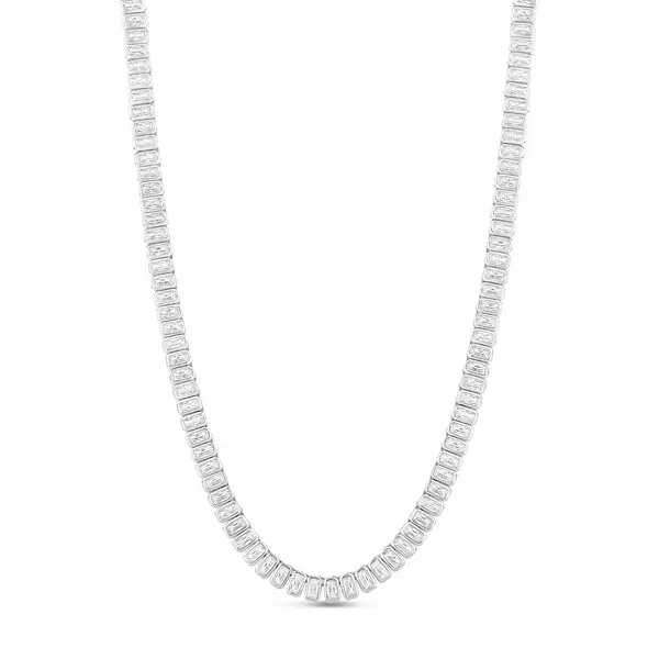 SHYMI Mini Emerald Bezel-set Statet Tennis Necklace - Silver