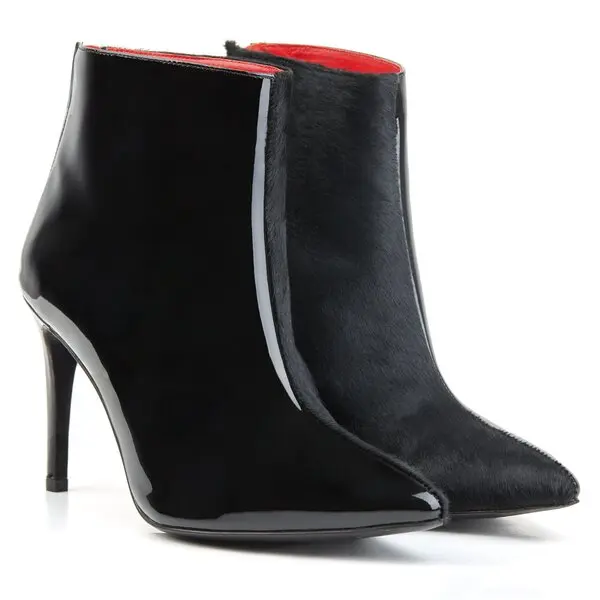 ROSAMUND MUIR LONDON Black / Red Paulina Duo Texture Black Boots - Black/red