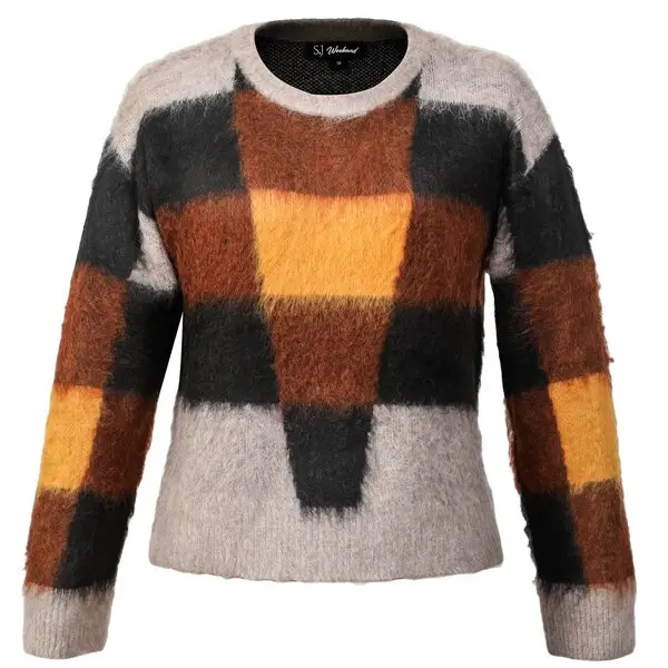 SMART AND JOY Check Pattern Oversize Jumper - Yellow